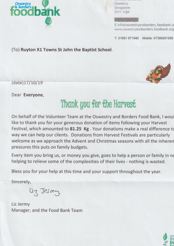 “Thanks!” from Oswestry Food Bank. | St John The Baptist CE Primary ...